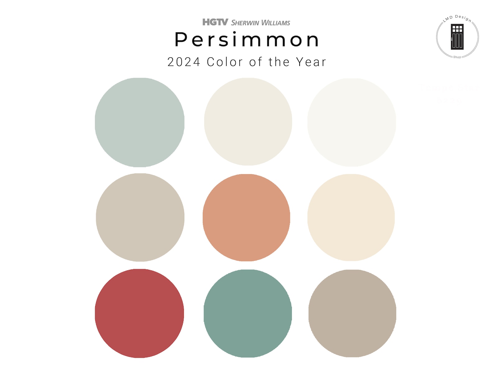 HGTV Sherwin Williams 2024 Color Persimmon Paint Palette | Interior ...