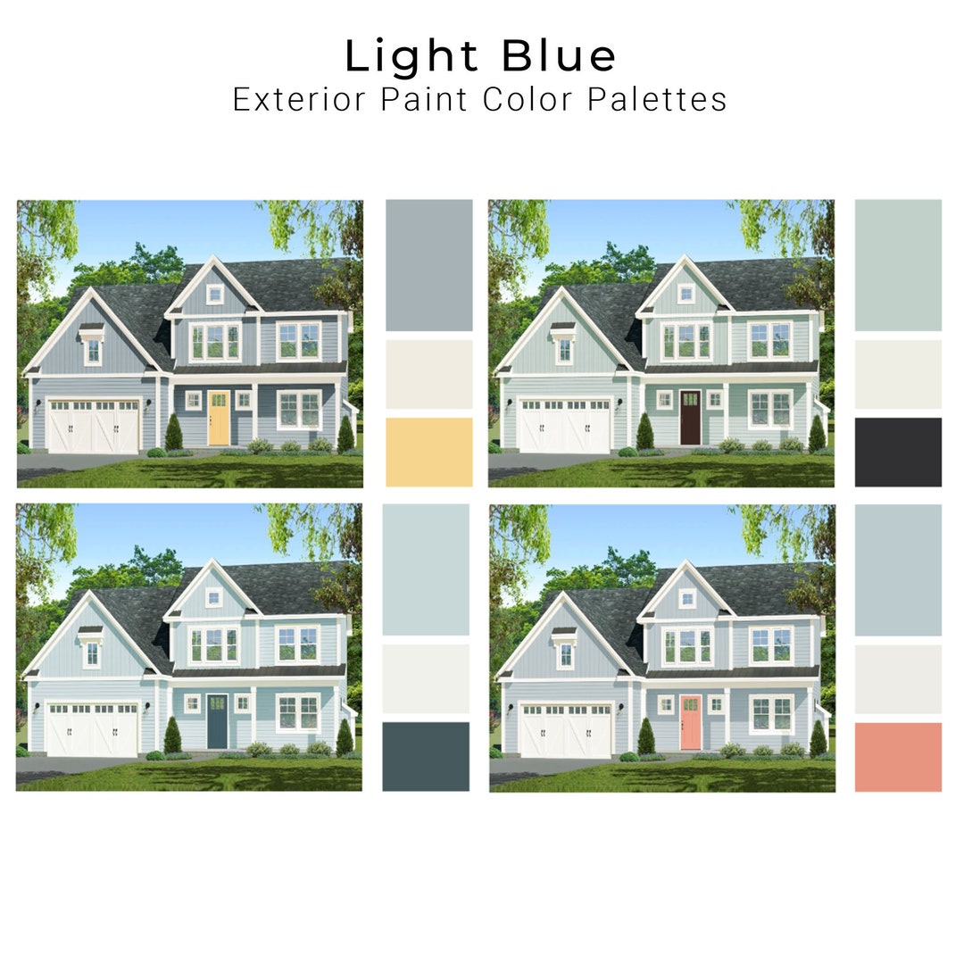 Light Blue Exterior House Paint Palettes | Light Blue House Exterior ...