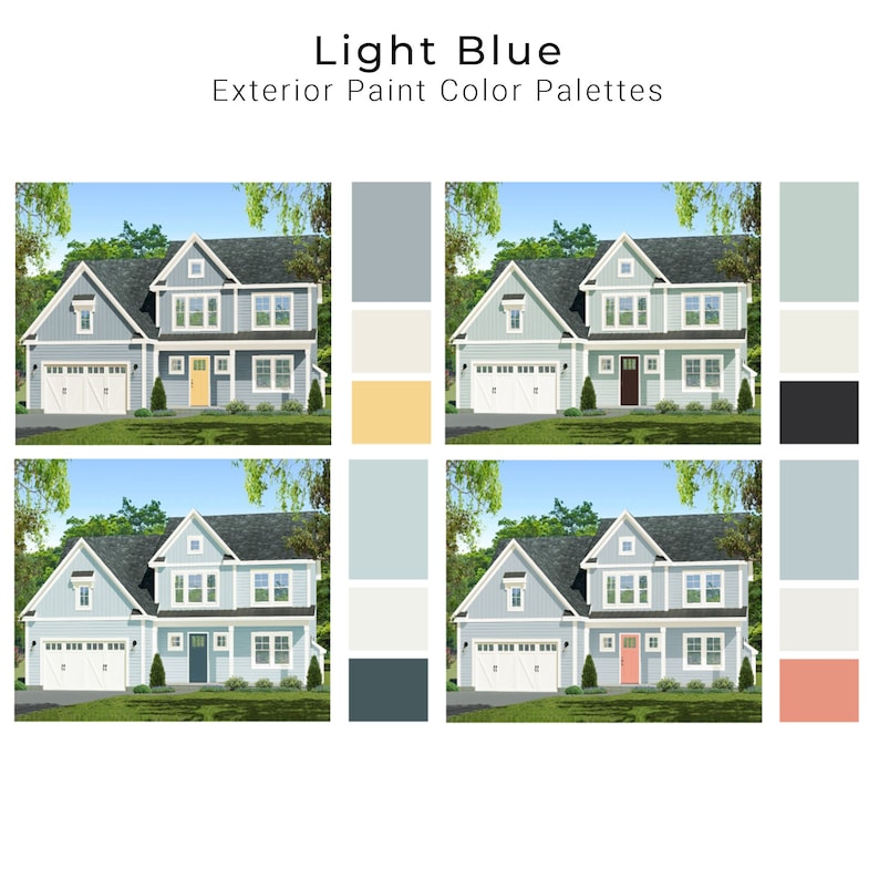 Light Blue Exterior House Paint Palettes | Light Blue House Exterior ...