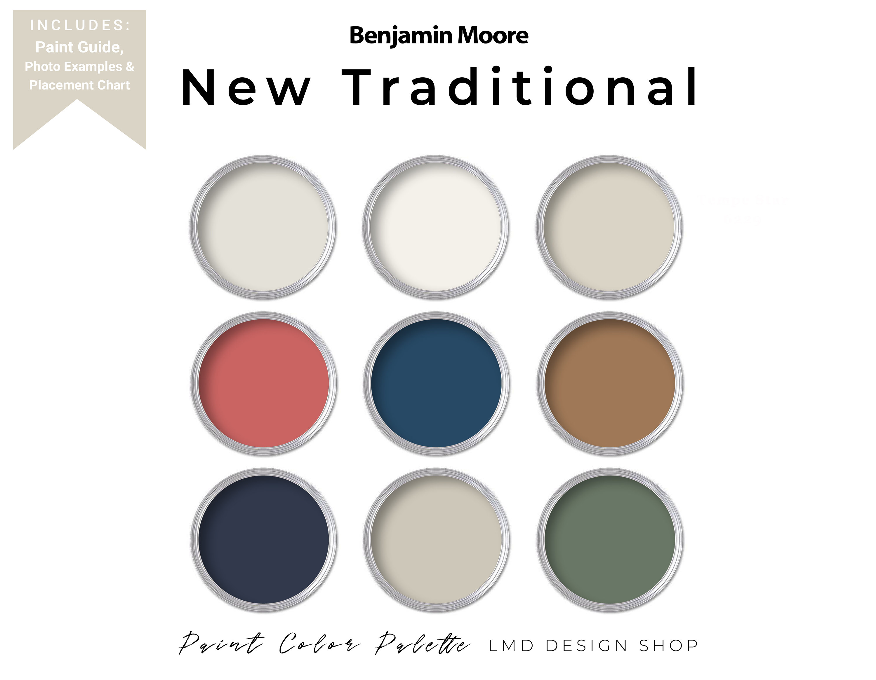Benjamin Moore Traditional Paint Color Palette Whole House - Etsy