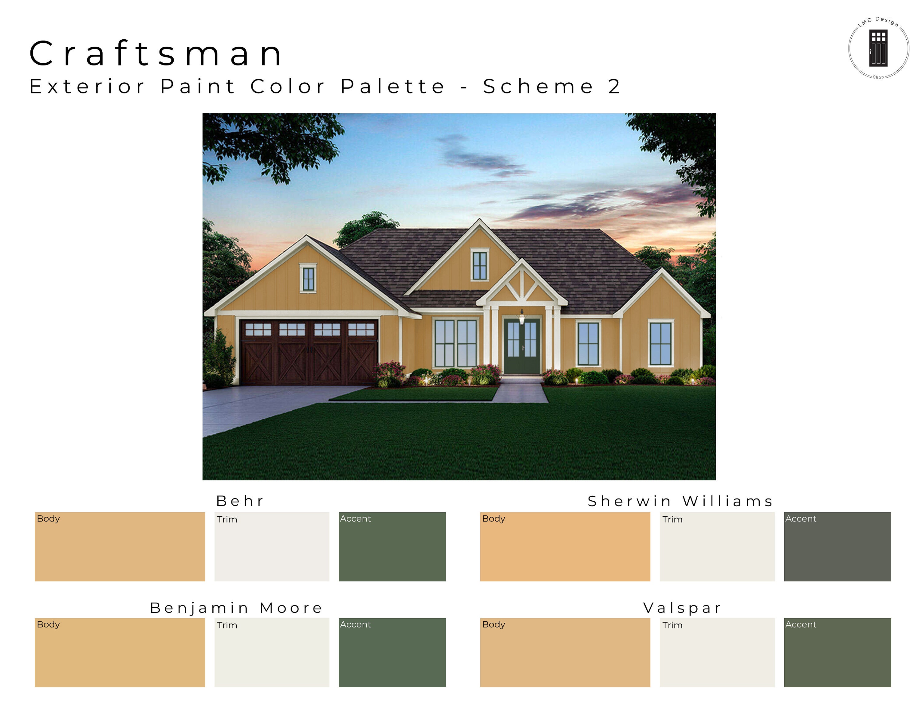 Craftsman Exterior Paint Color Palettes Exterior House Paint - Etsy Canada