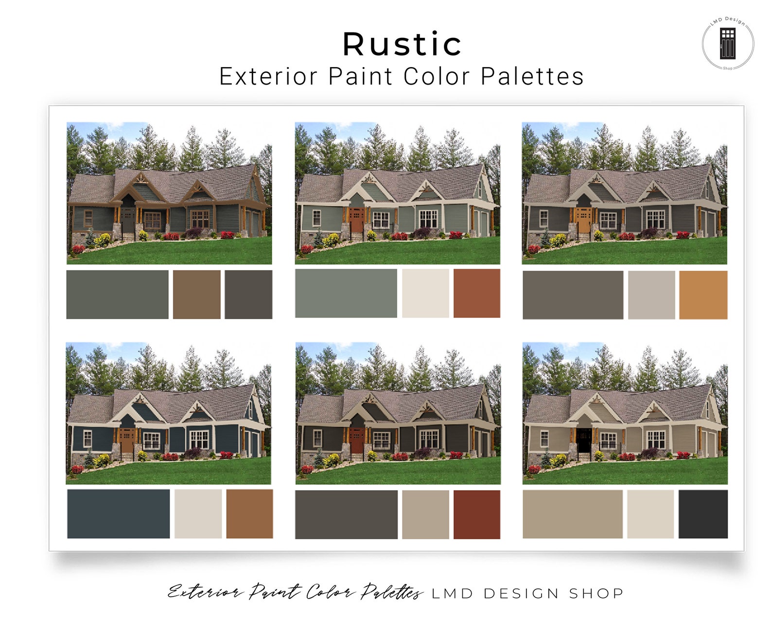 Rustic Exterior Paint Color Palettes Paint Colors for - Etsy