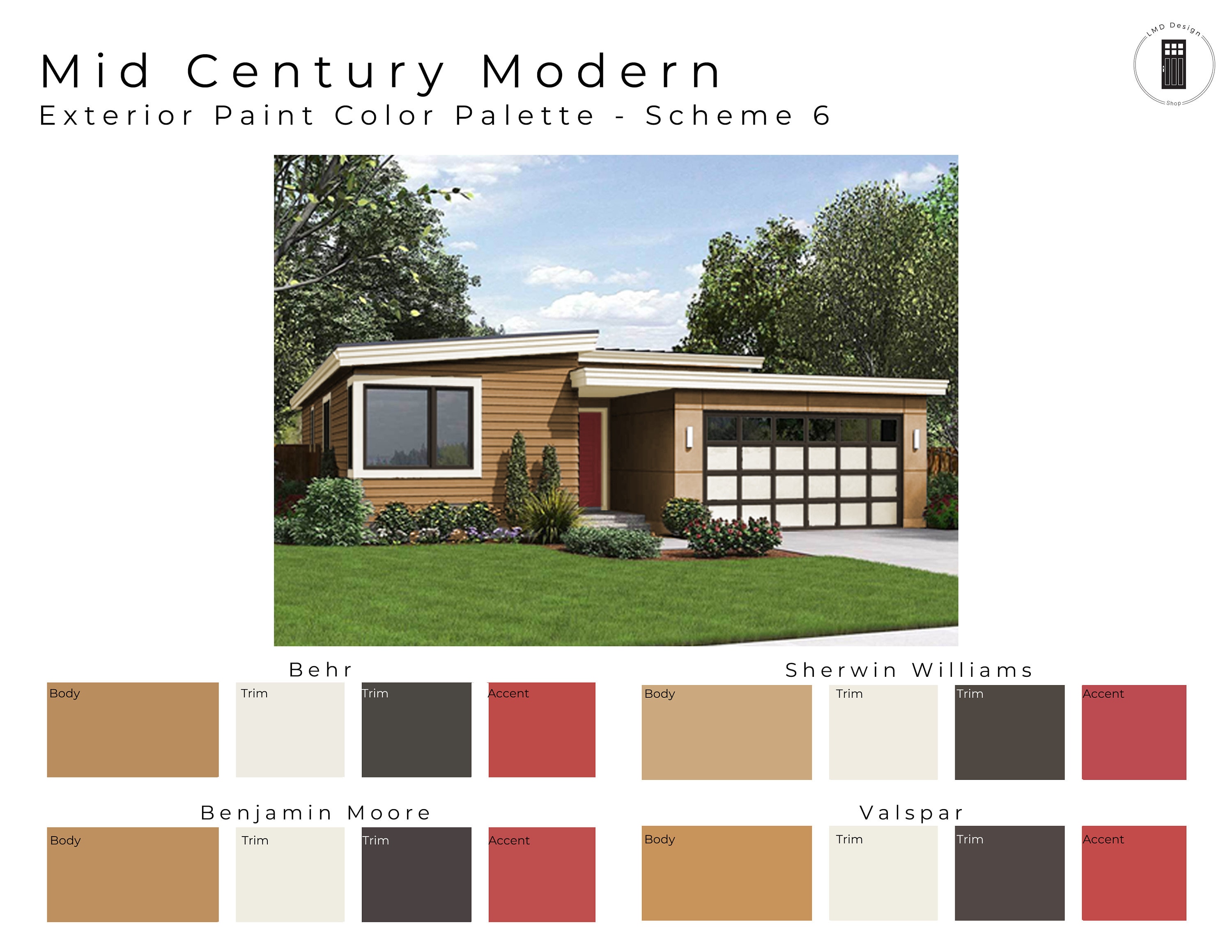 Exterior Paint Color Schemes Mid Century Modern Home Paint - Etsy