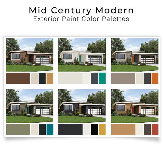 Buy Exterior Paint Color Schemes Mid Century Modern Exterior House Paint Palettes Online in India Etsy