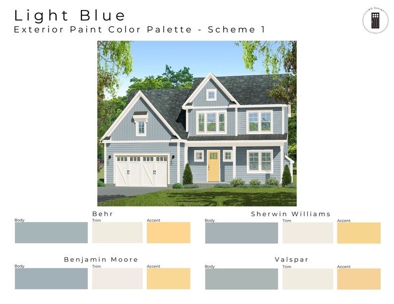 Light Blue Exterior House Paint Palettes | Light Blue House Exterior ...