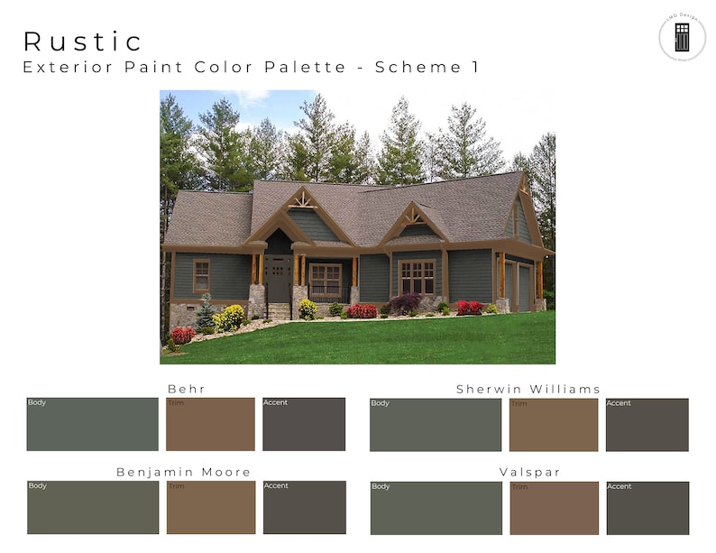 Rustic Exterior Paint Color Palettes | Paint Colors for Exterior - Etsy