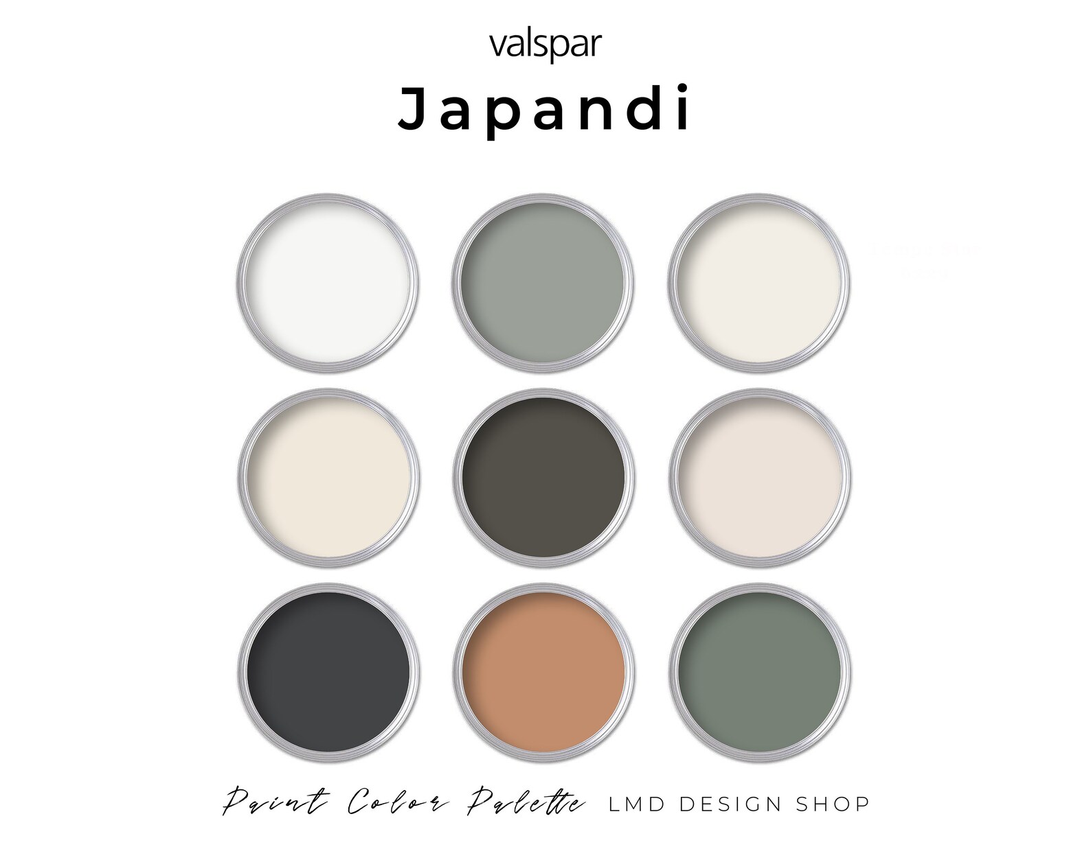Japandi Valspar Paint Color Palette Earth Tone Interior Paint Colors - Etsy