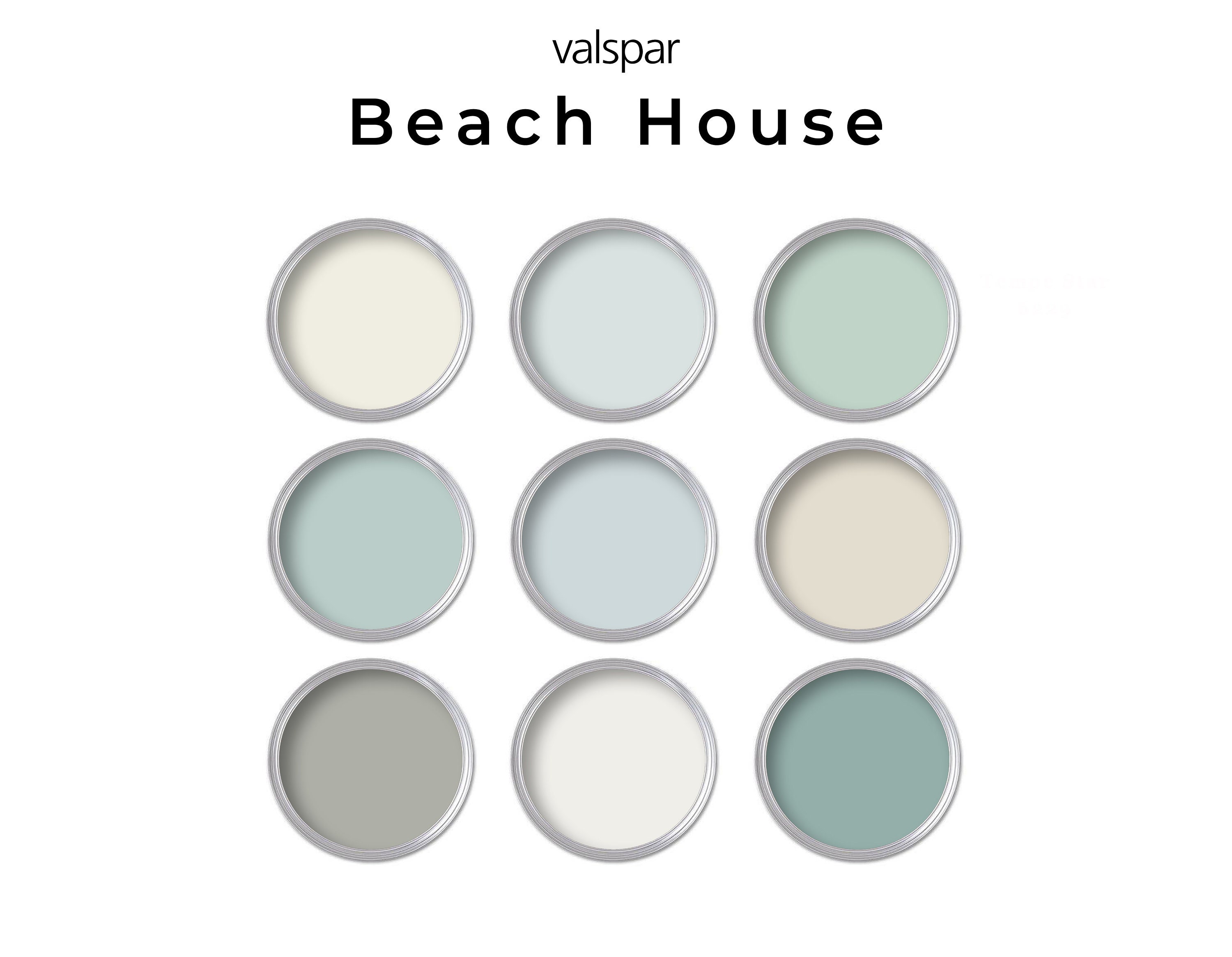 Beach House Paint Colors Valspar | Coastal Whole House Color Palette - Etsy