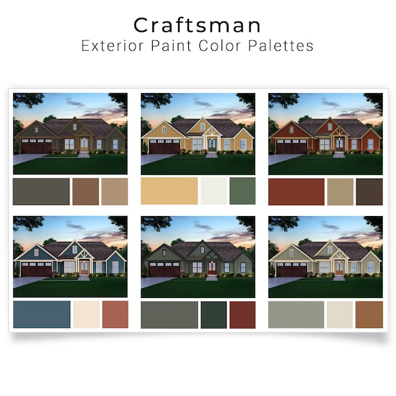 Craftsman Exterior Paint Color Palettes Exterior House Paint Colors Etsy UK