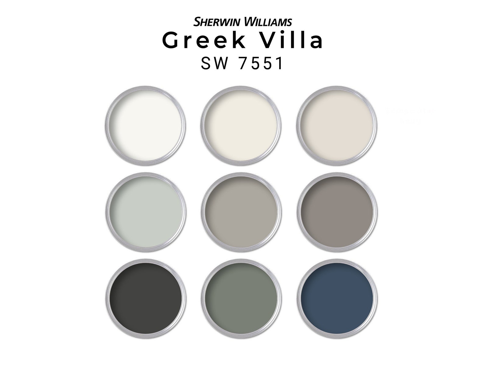 Greek Villa Sherwin Williams Paint Color Palette | Greek Villa Whole ...