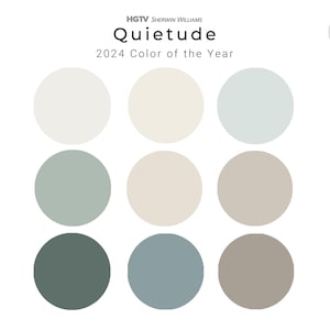 HGTV Sherwin Williams 2025 Color of the Year Quietude Paint Palette ...