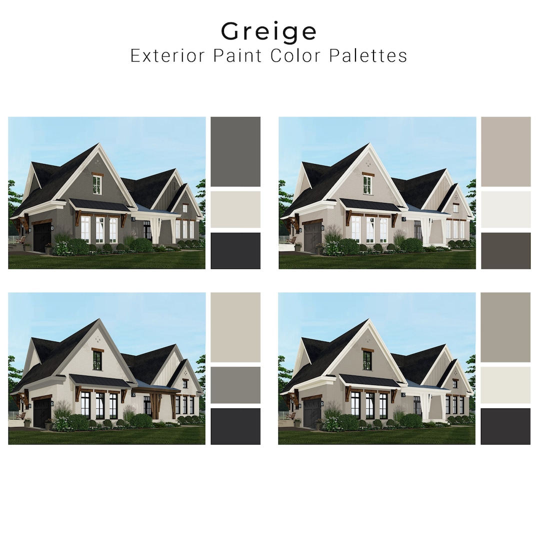 Greige Gray Exterior Paint Palettes | Greige House Exterior Paint ...