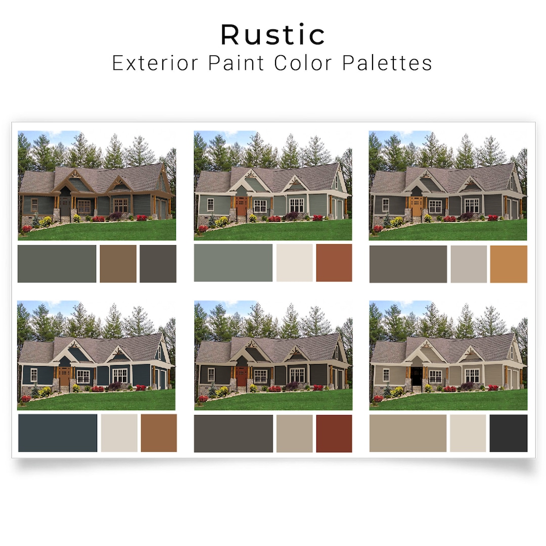 Rustic Exterior Paint Color Palettes | Paint Colors for Exterior - Etsy