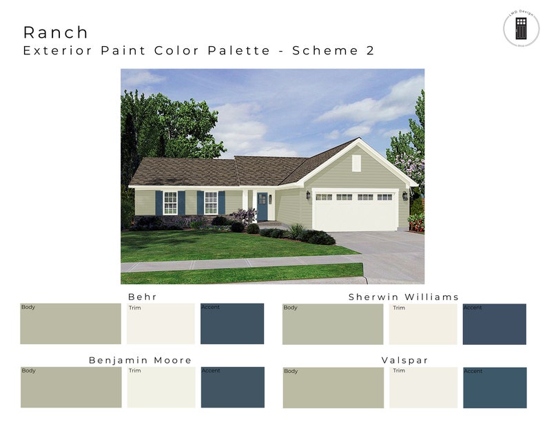Exterior Paint Color Palette for Ranch House | Paint Colors for ...
