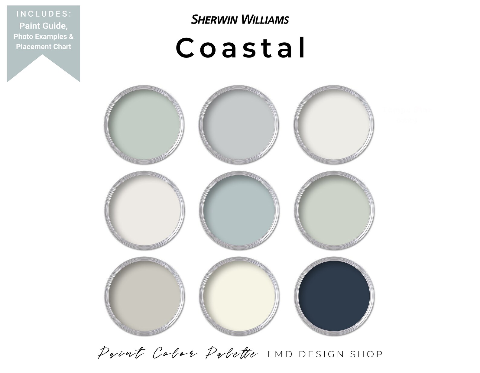 Coastal Sherwin Williams Paint Color Palette Whole House - Etsy