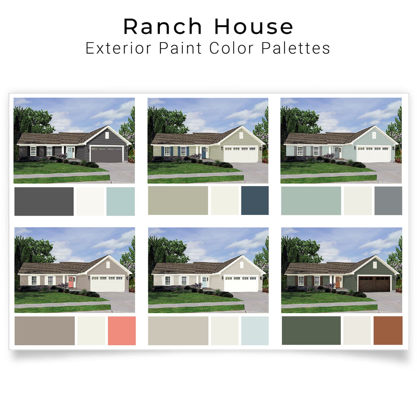 Exterior Paint Color Palette for Ranch House Paint Colors for Exterior ...