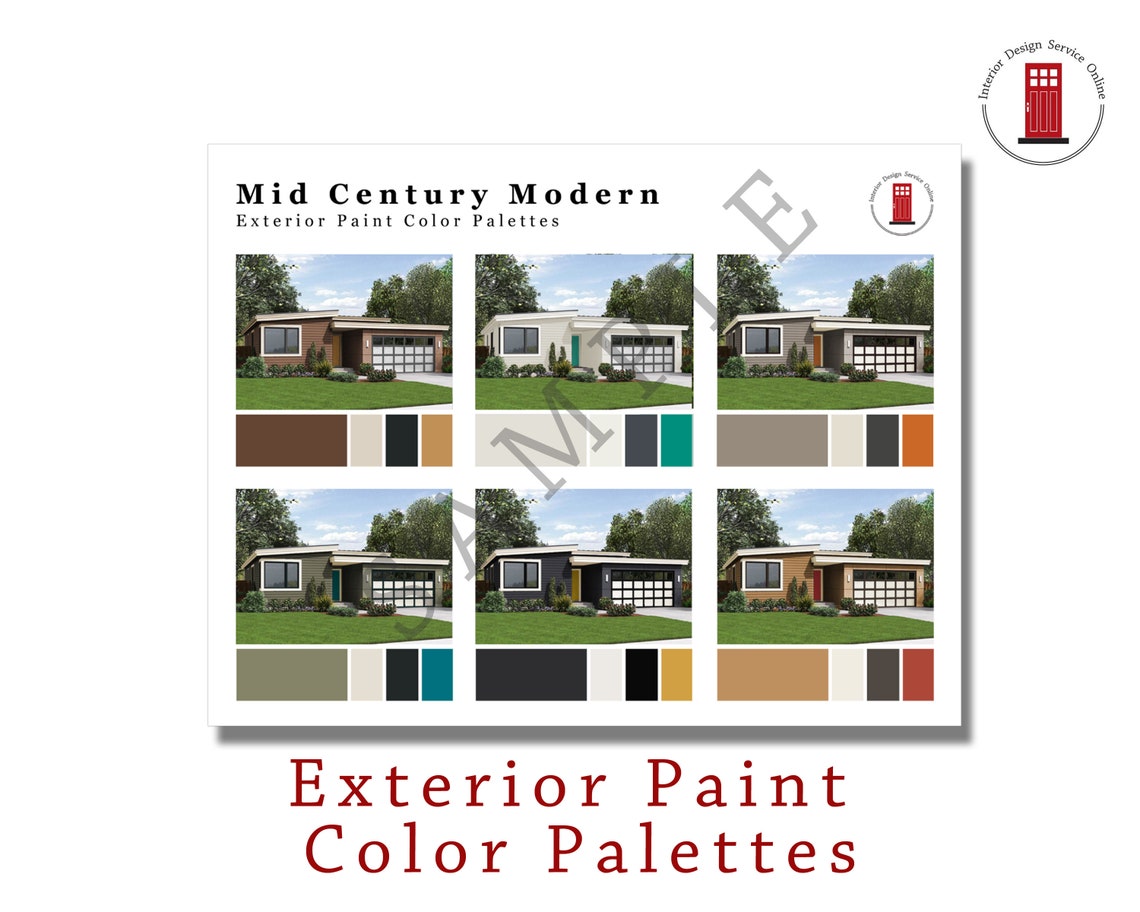 Exterior Paint Color Schemes Mid Century Modern Home Paint - Etsy
