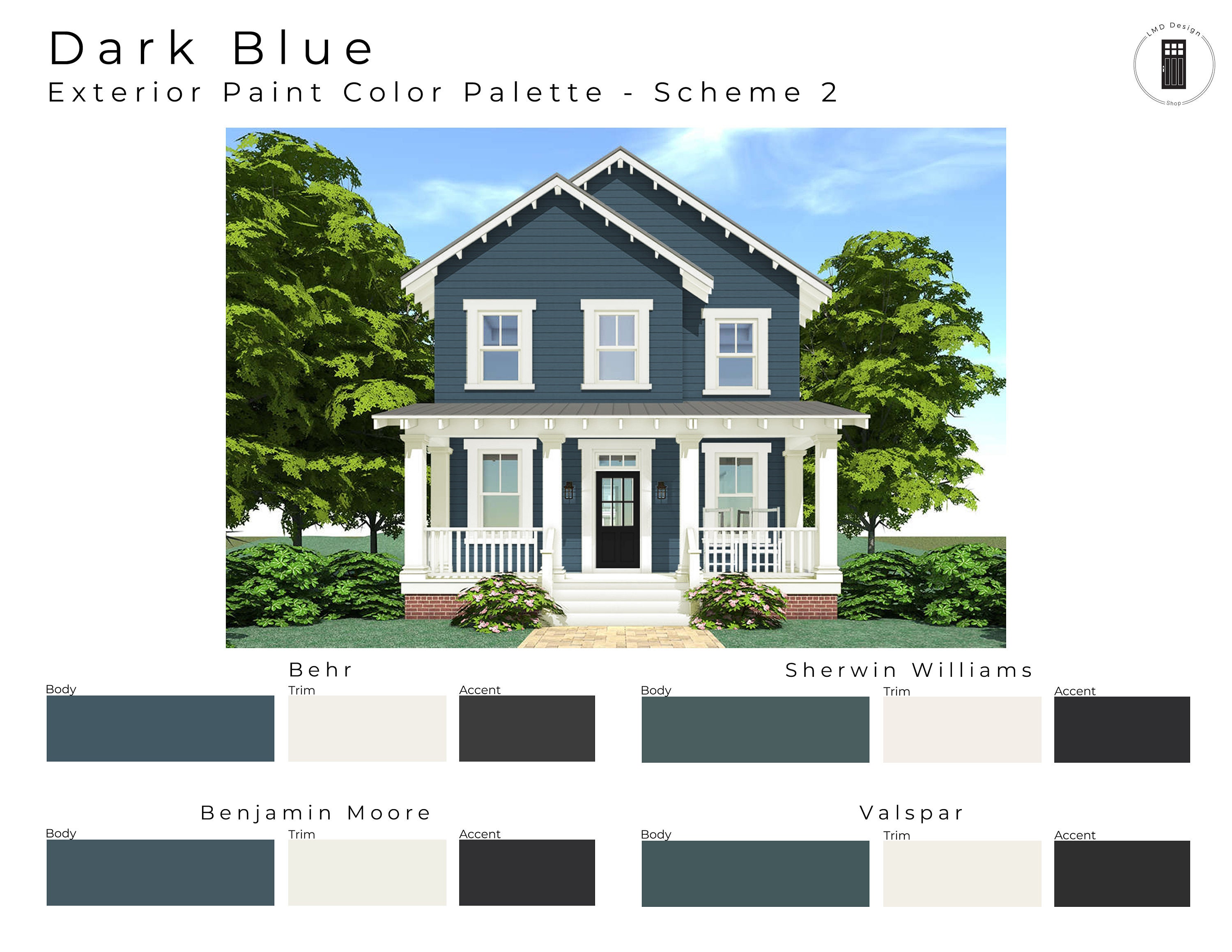 Dark Blue Exterior Paint Palettes Navy Blue House Exterior Paint Colors ...