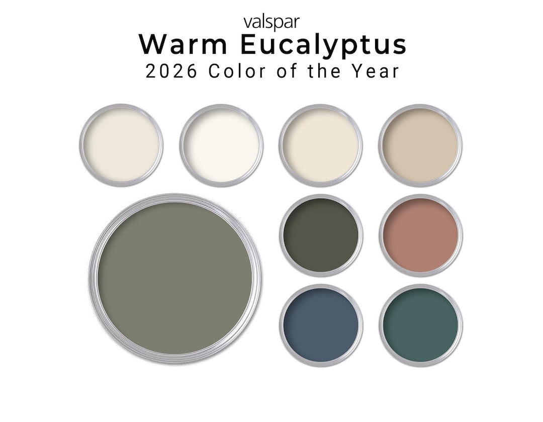 Warm Eucalyptus Paint Color Palette | Valspar 2026 Color of the Year ...