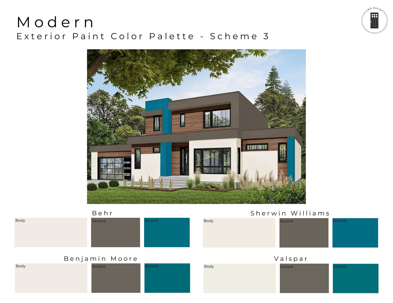 Exterior Paint Color Palettes Modern Home House Paint Color - Etsy