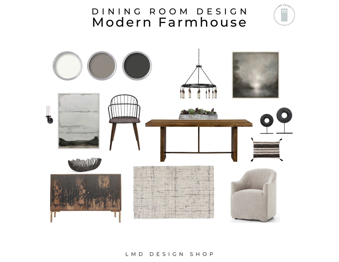 Modern Farmhouse Dining Room Home Design Rustic Dining Room Mood Board ...