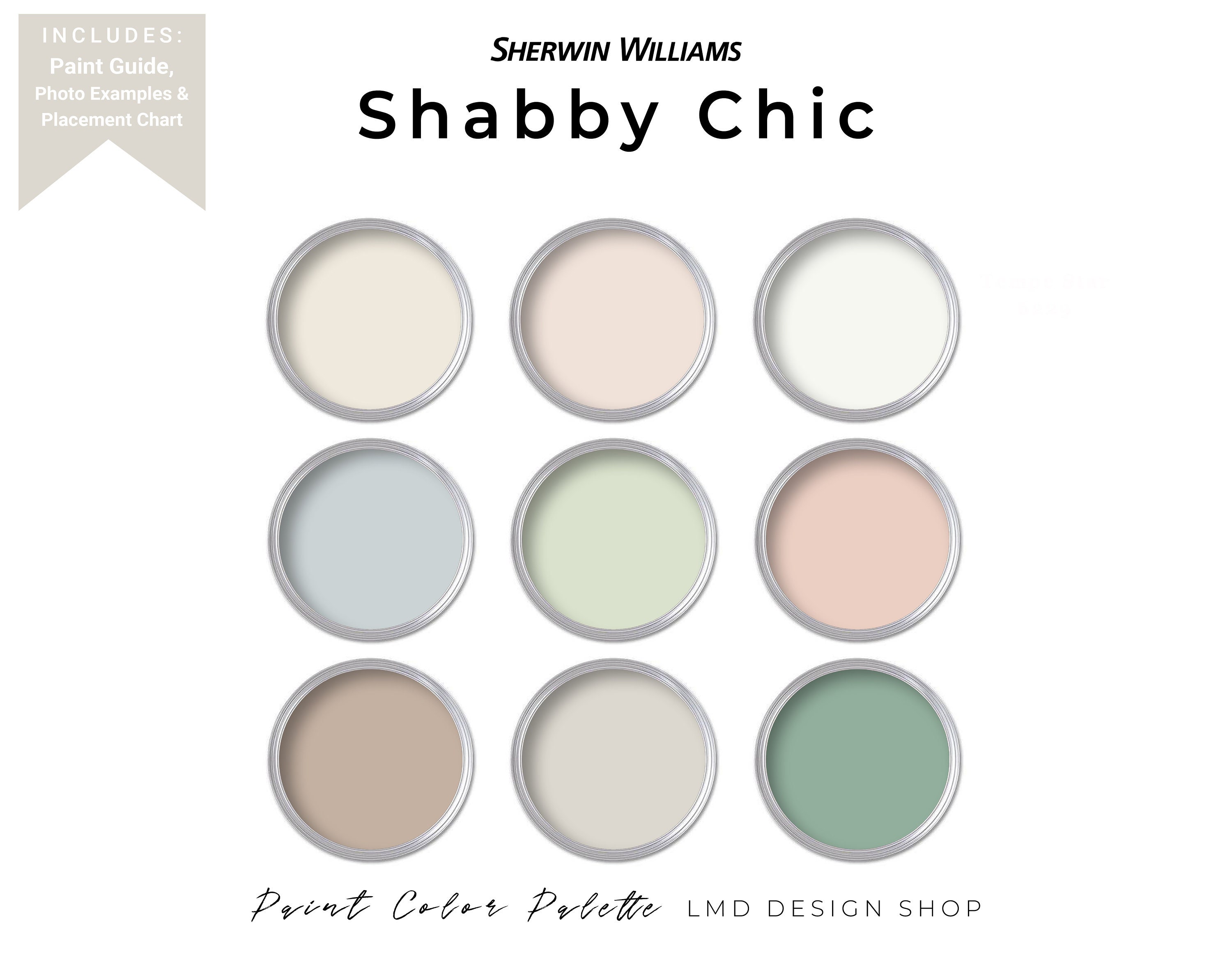 Sherwin Williams Cottage Shabby Chic Paint Palette Colors - Etsy