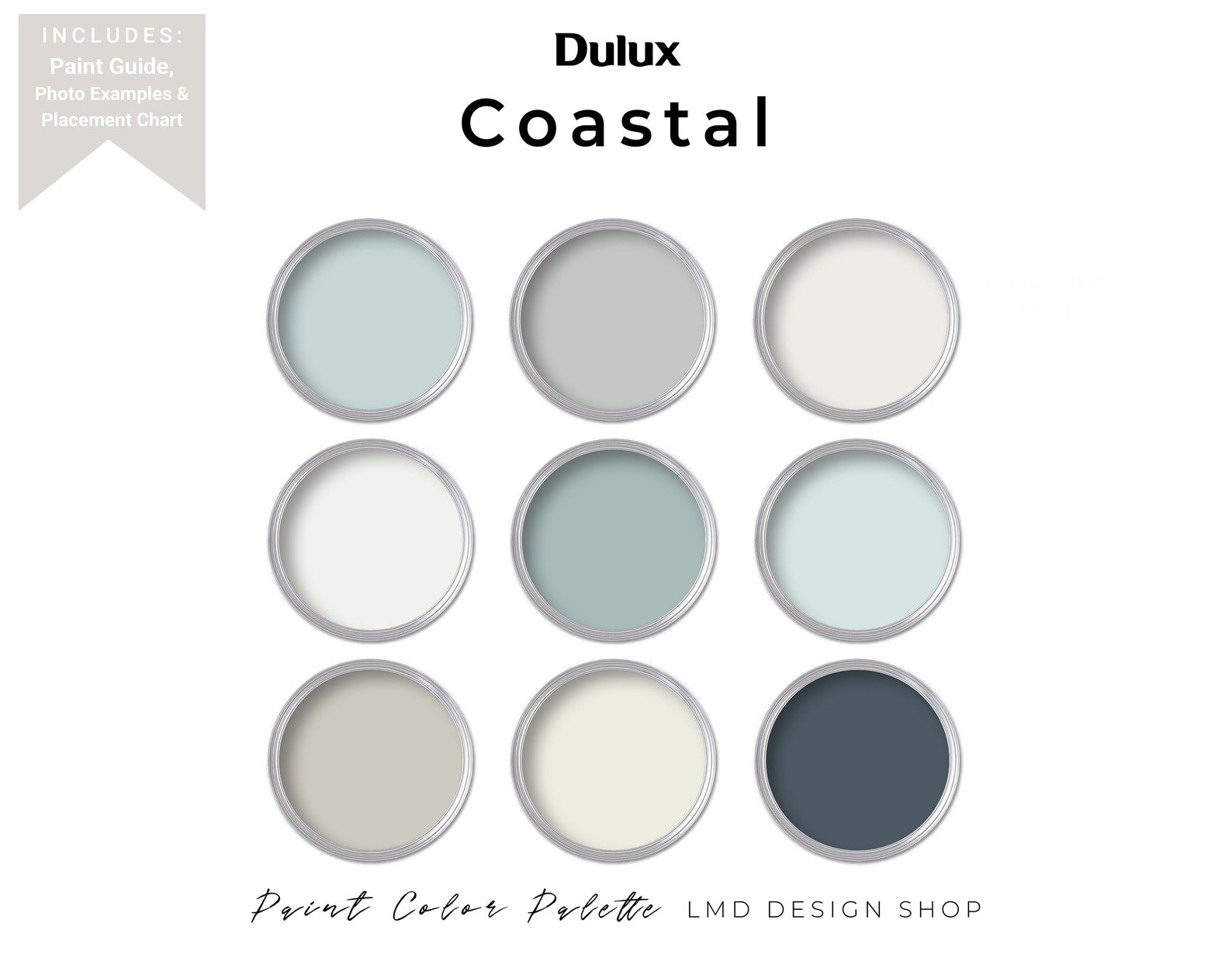Dulux Coastal Paint Color Palette Whole House Paint Palette - Etsy ...
