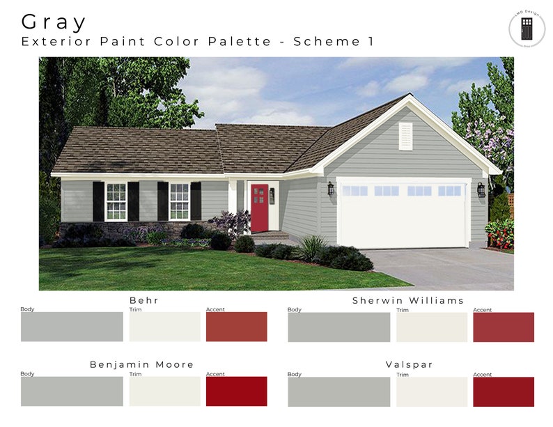 Gray Exterior Paint Palettes | Gray House Exterior Paint Colors - Etsy