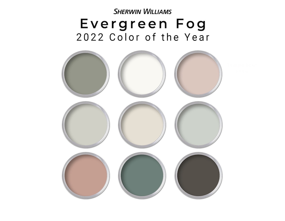 Evergreen Fog Sherwin Williams Paint Color Palette | Interior Paint ...
