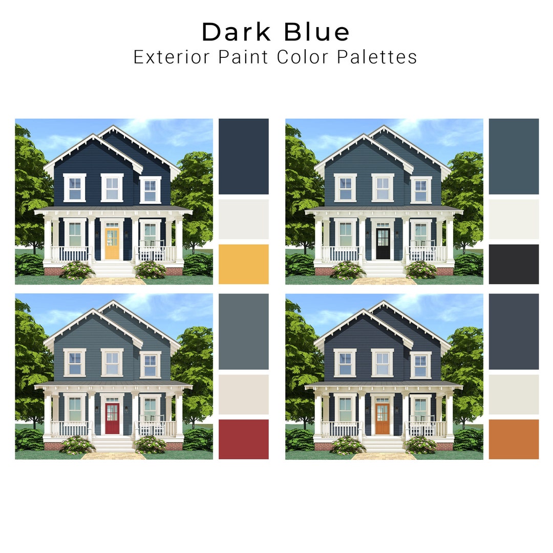 Dark Blue Exterior Paint Palettes | Navy Blue House Exterior Paint ...