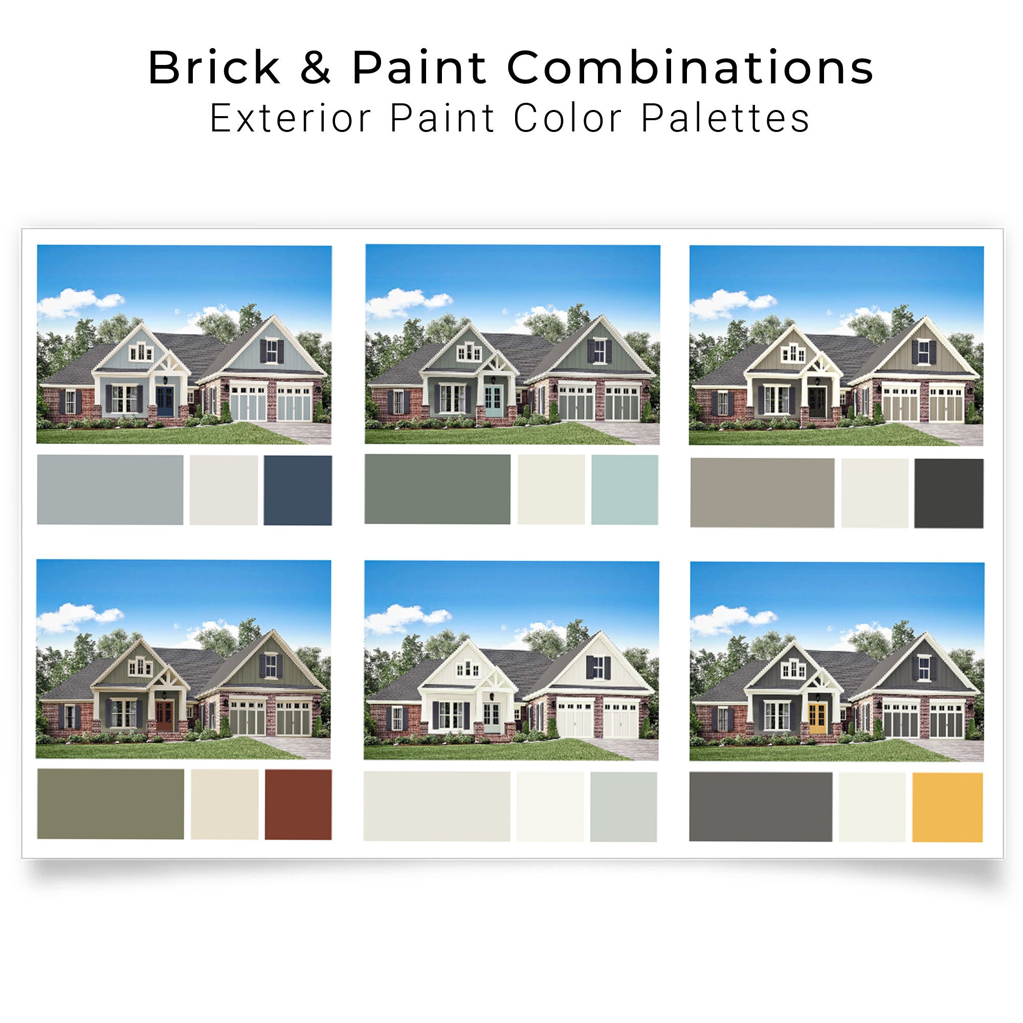 Brick Exterior Paint Color Palettes Exterior Paint Colors Etsy UK
