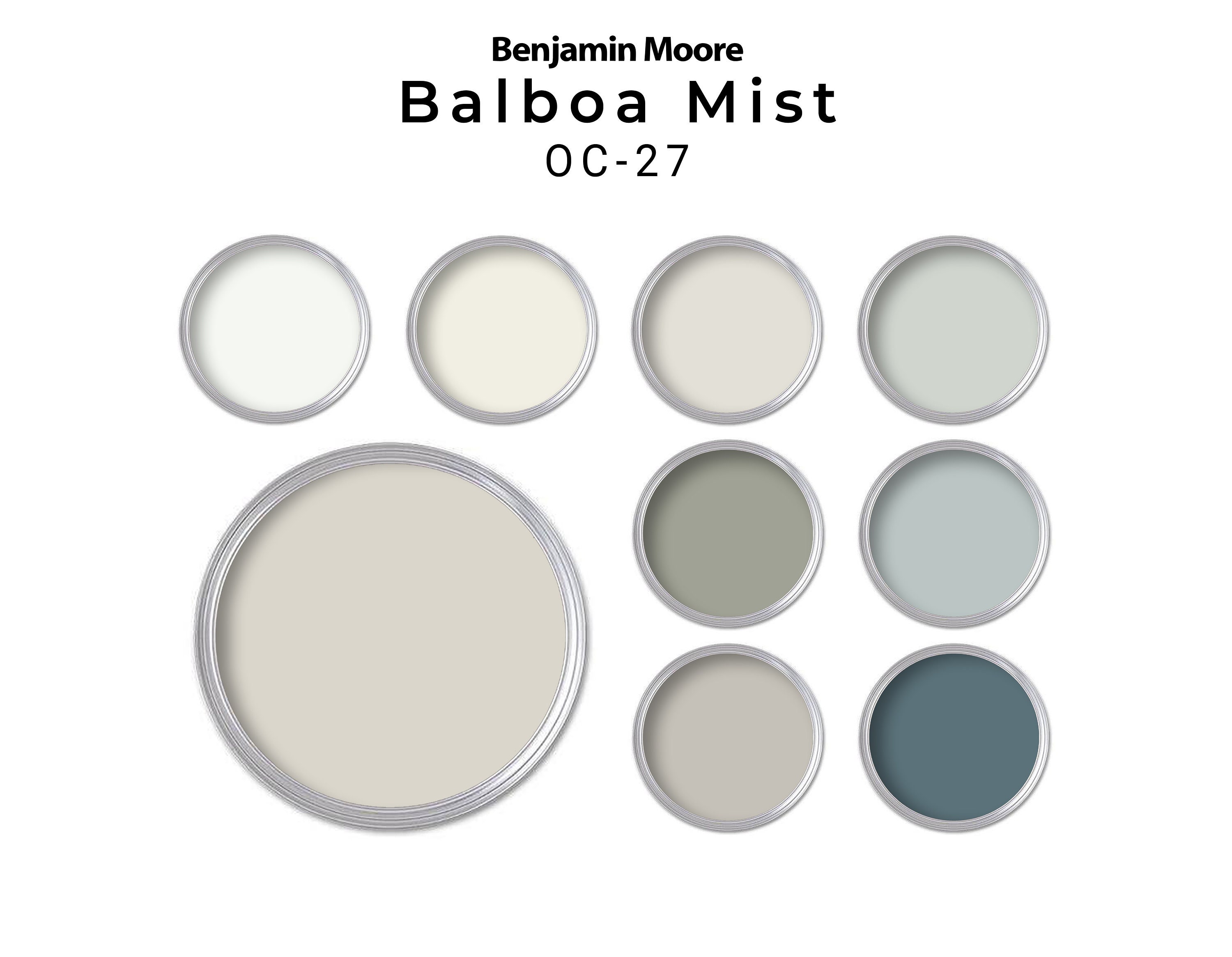 Benjamin Moore Balboa Mist Paint Palette Whole House Paint Palette Balboa Mist Benjamin Moore Etsy UK