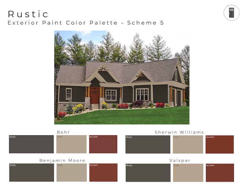 Rustic Exterior Paint Color Palettes | Paint Colors for Exterior - Etsy