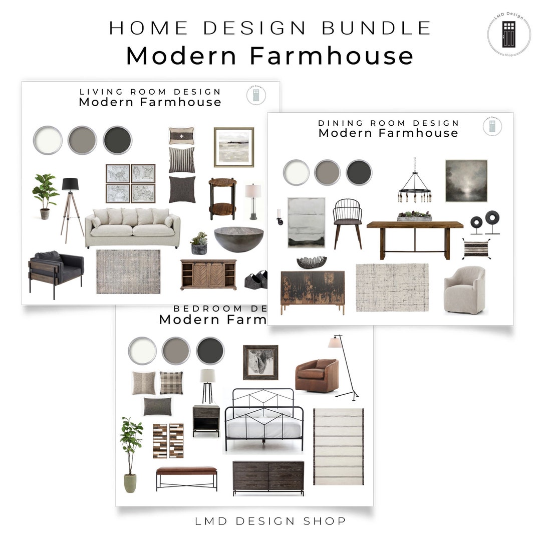 Modern Farmhouse Room Design Bundle Rustic House Design Mood - Etsy