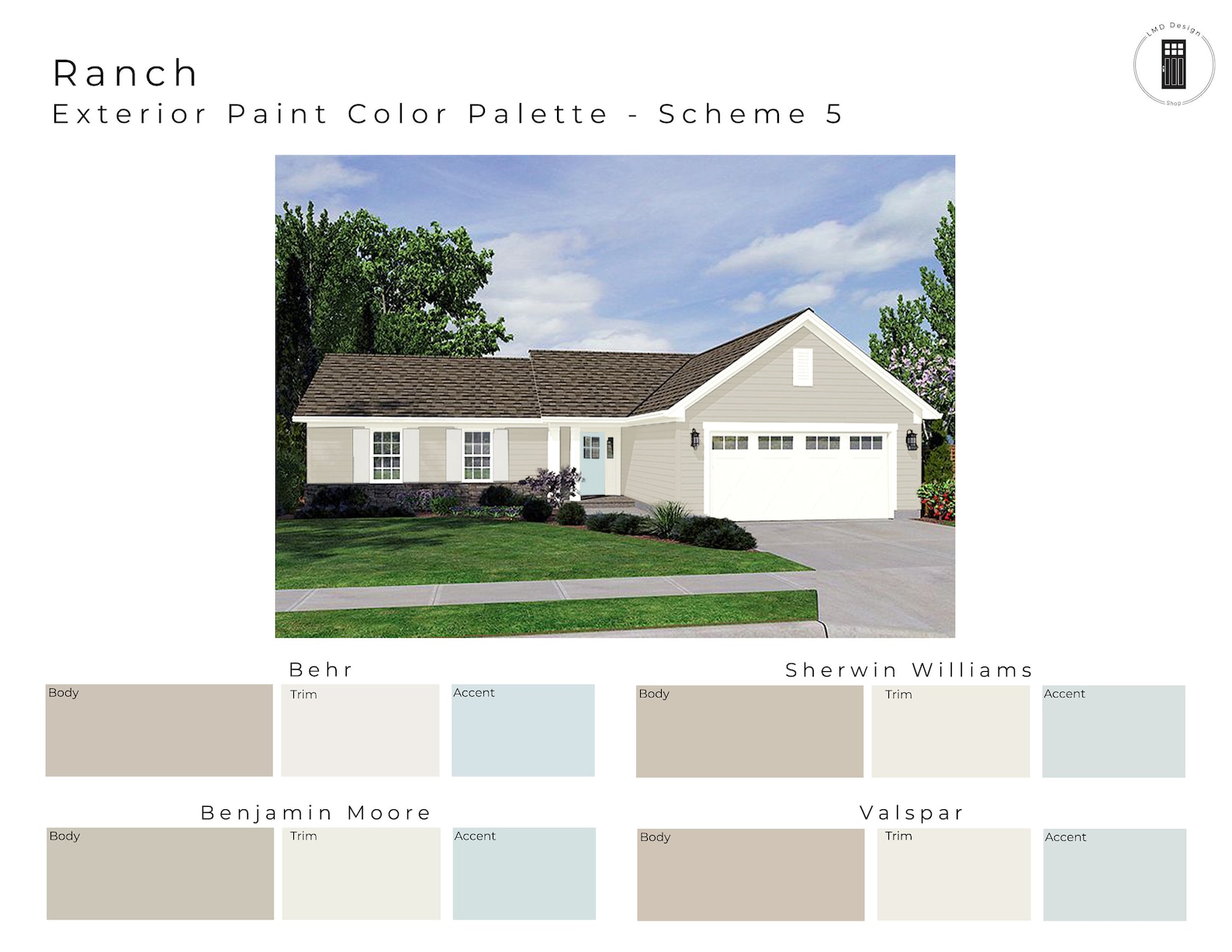 Exterior Paint Color Palette for Ranch House Paint Colors for Exterior ...