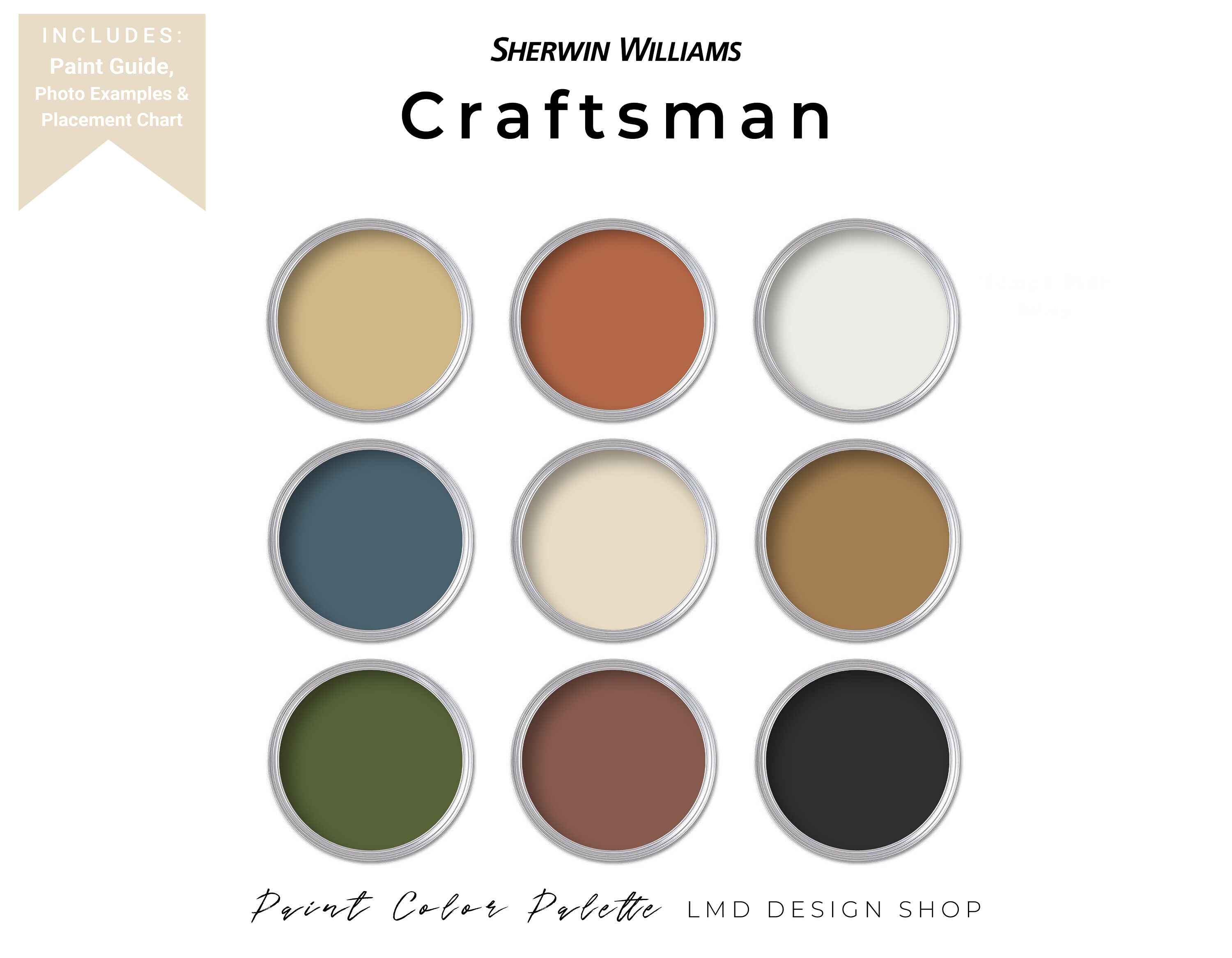 Craftsman Sherwin Williams Paint Color Palette Home Color - Etsy Canada