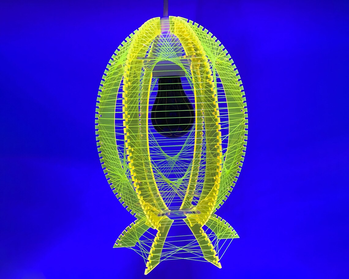 Abstract Acrylic Flower String Art Pendant Lamp Handmade Lasercut ...