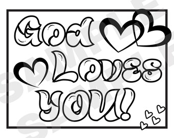 God Loves You Coloring Page - Etsy