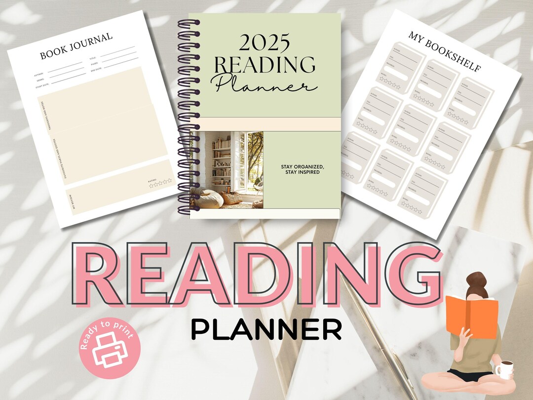 Printable Reading Planner: Aesthetic Book Journal, Reading Log (PDF) - Etsy