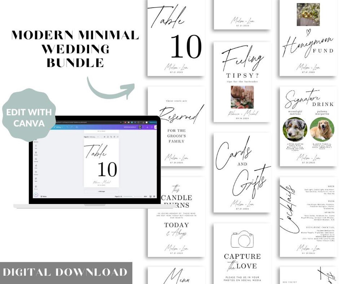 Wedding Sign Bundle 21+ Editable Wedding Sign Templates Printable ...