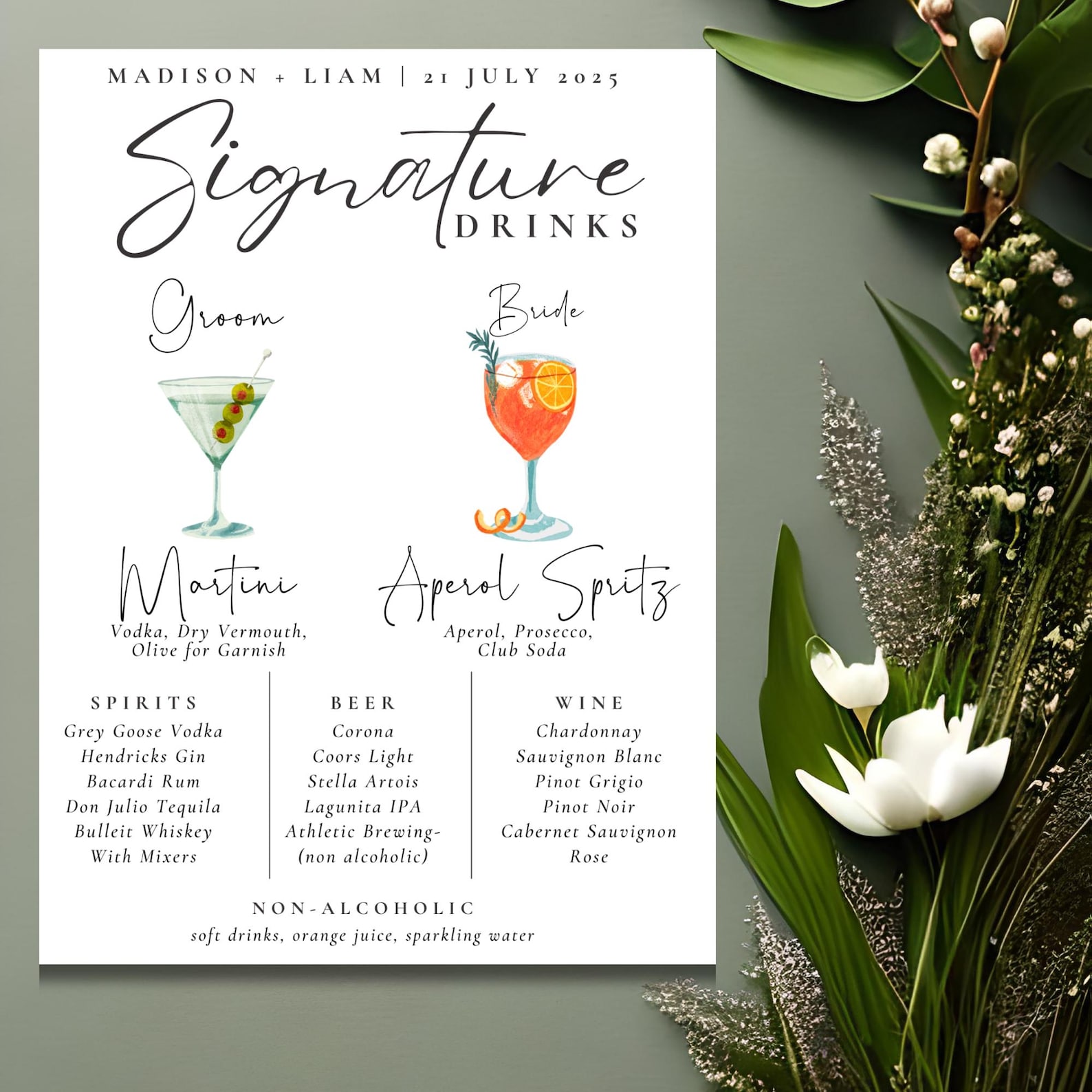 Signature Drinks Menu | Editable Bar Sign | Printable Cocktail List ...