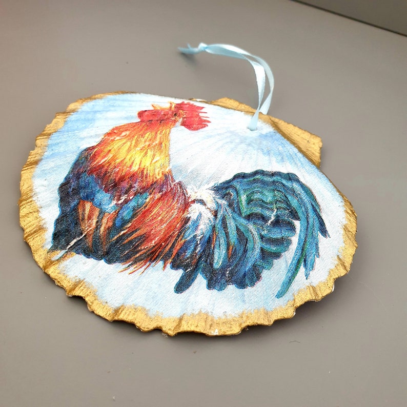 Personalised Rooster Hanging Shell Vibrant Rooster Ornament - Etsy