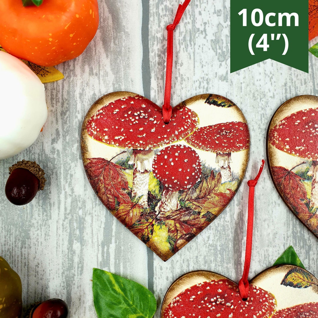 Personalised Toadstool Hanging Heart 10cm Wooden Toadstools Heart 4 ...