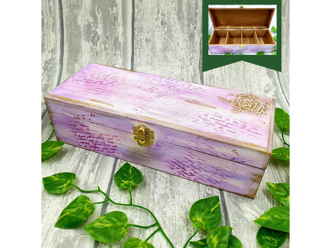 Pale Purple Tea Box With 4 Compartment Lavender Purple and Gold Tea ...