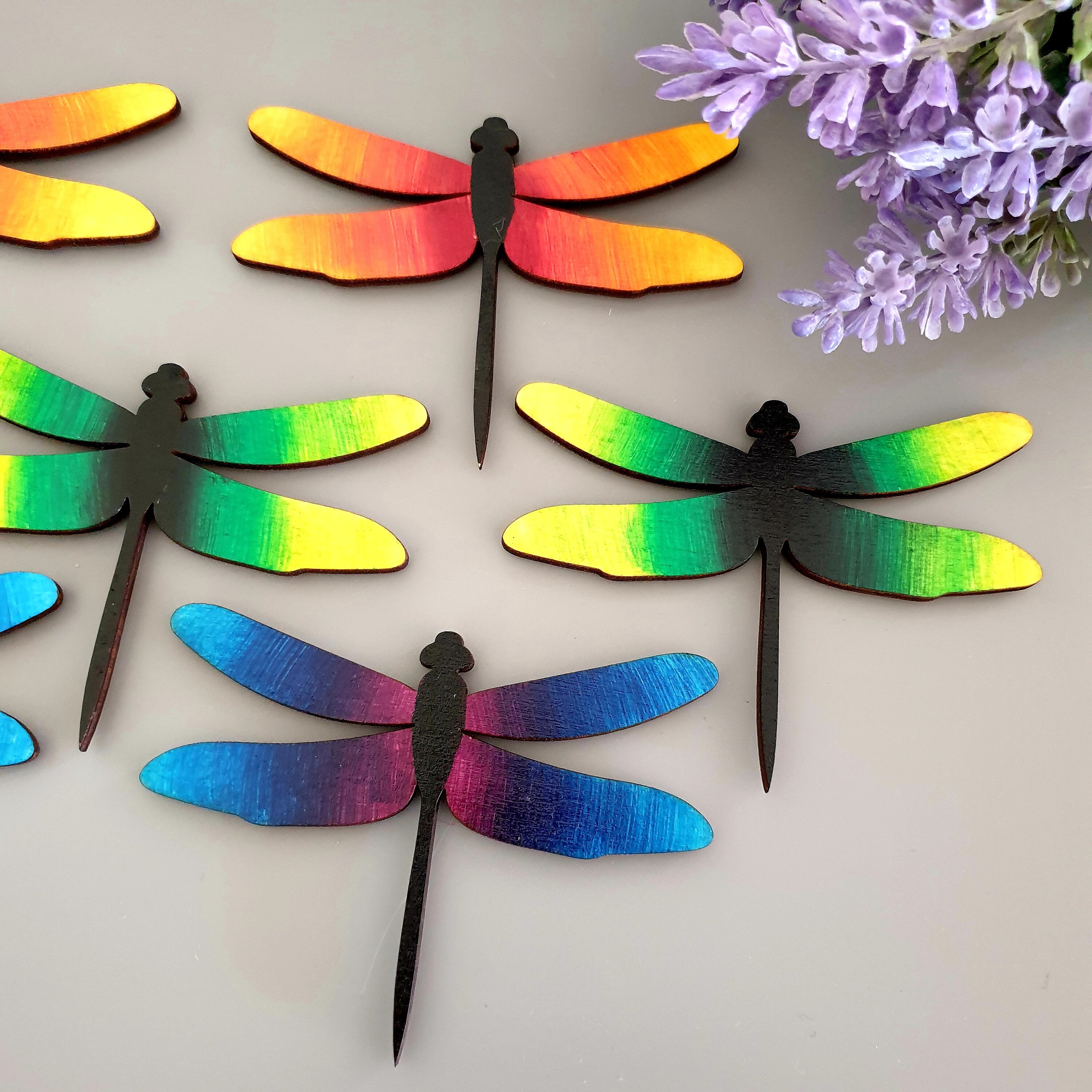 Dragonfly Rainbow Magnets Set Wooden Fridge Magnets Hand - Etsy UK