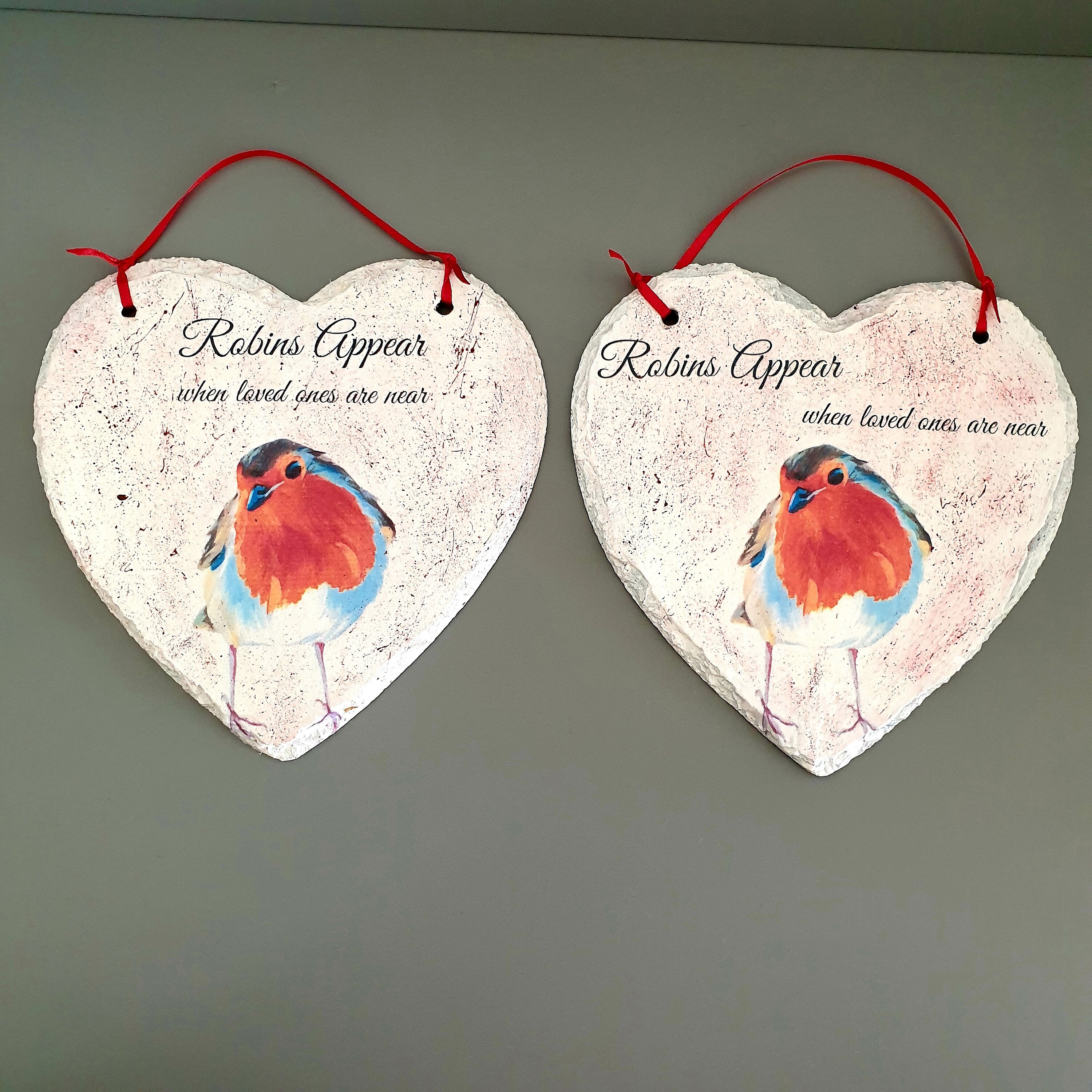 Robin Hanging Heart Memorial Ornament 15cm Slate Heart With - Etsy