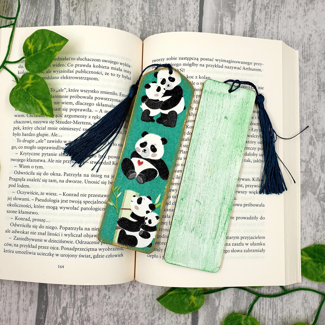 Panda Wooden Bookmark Personalised, Bright Mammy Panda Love Bookmark ...