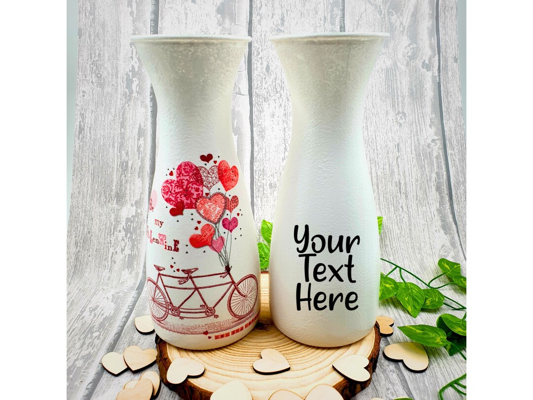 Personalised Valentines Vase, Red Hearts Be My Valentine Glass Vase ...