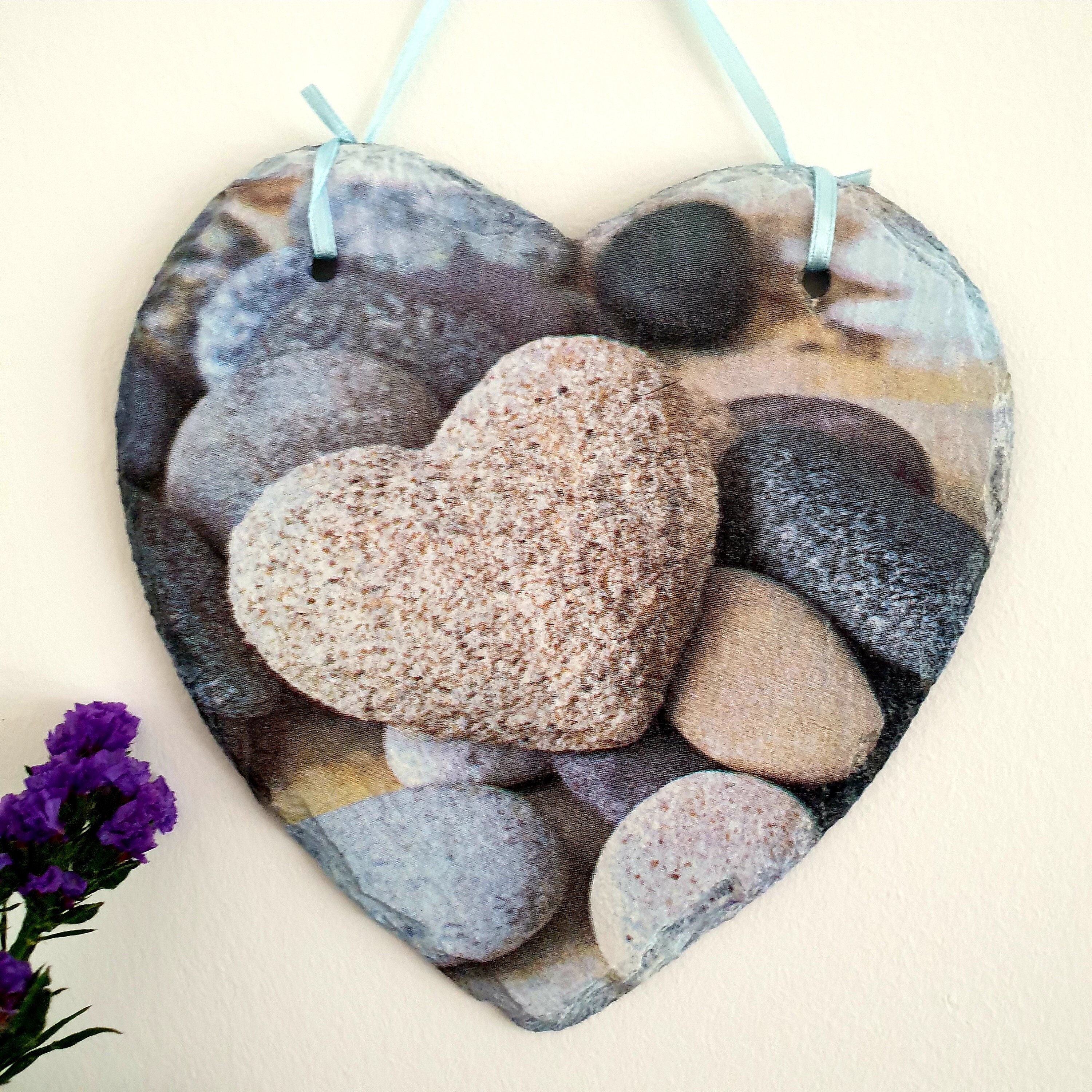 Romantic Beach Slate Heart 15 Cm Hanging Slate Heart With - Etsy UK
