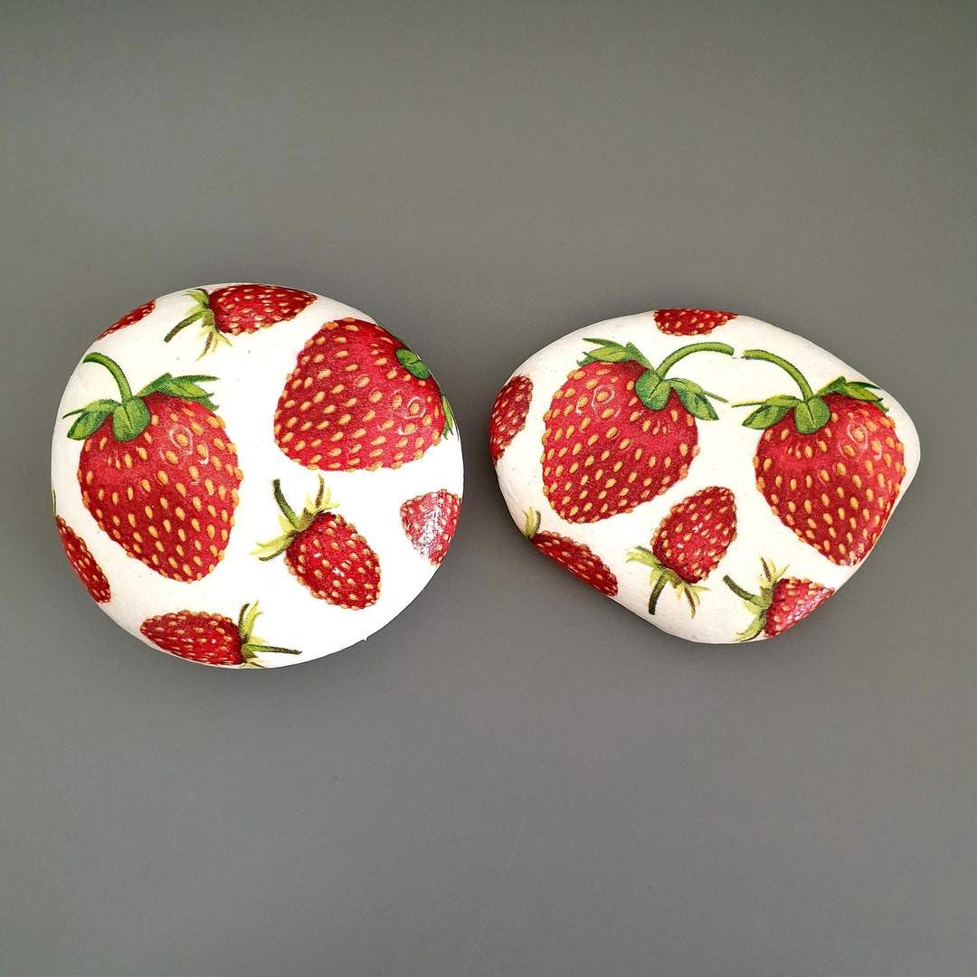 Vibrant Strawberries Garden Stone Red Juicy Strawberry - Etsy